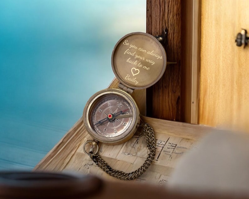 Anniversary Gift for Him, Copper Personalized Engraved Compass, Unique ...