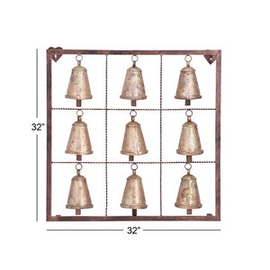 Antique Wall Hanging Metal Bell Wall Decor on 32cm Iron Stand, Indoor ...