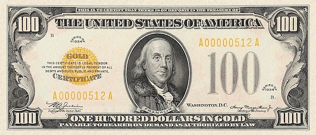 United States, 100 100000 Gold Dollars, 1934, P.408 P.411, Complete Set ...