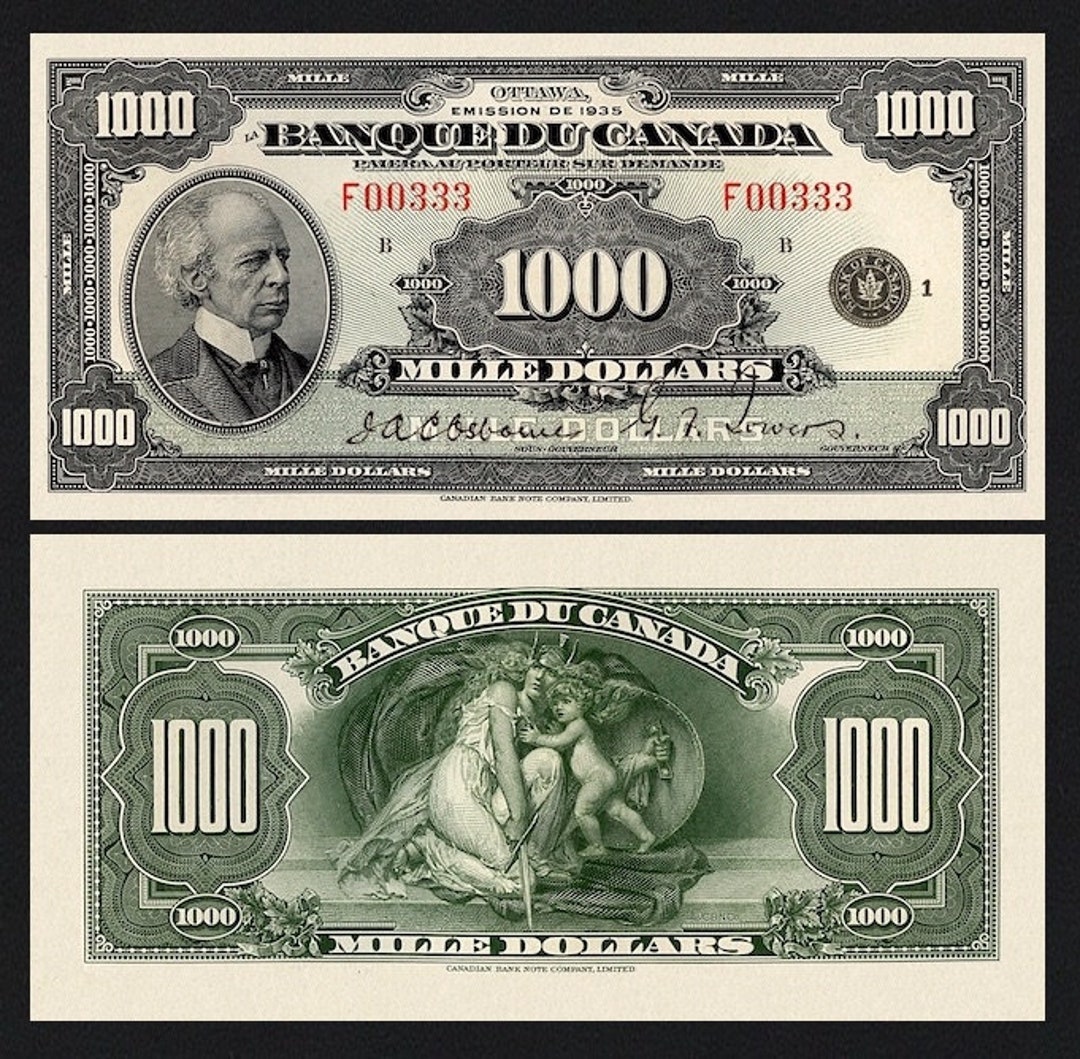 REPLICA Canada, 1 - 1000 Dollars, 1935 FRENCH Series, P.39 - P.57 ...