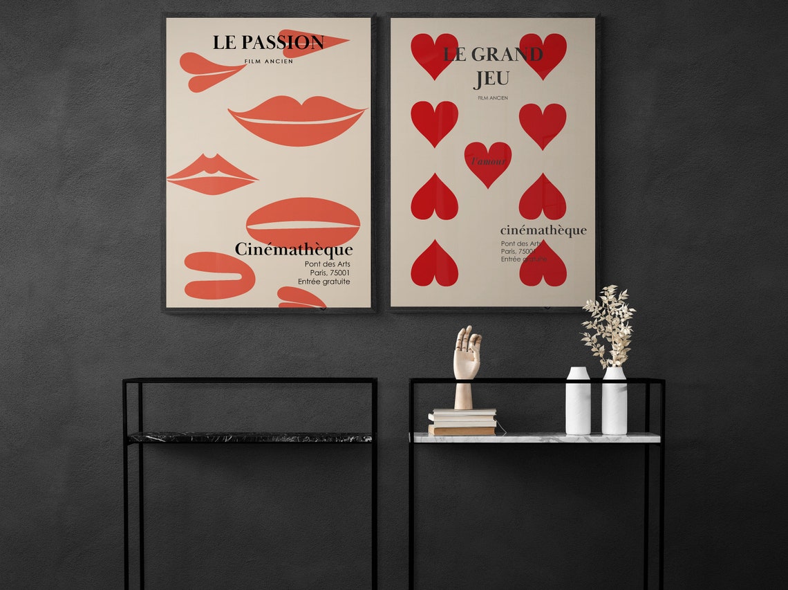 Vintage Film Poster Set: Hearts & Lips - Cinematheque (digital Download ...