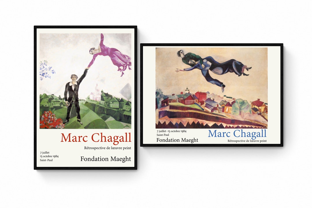 Marc Chagall Set of 2 - Retrospective - Exhibition Poster - Au-dessus ...