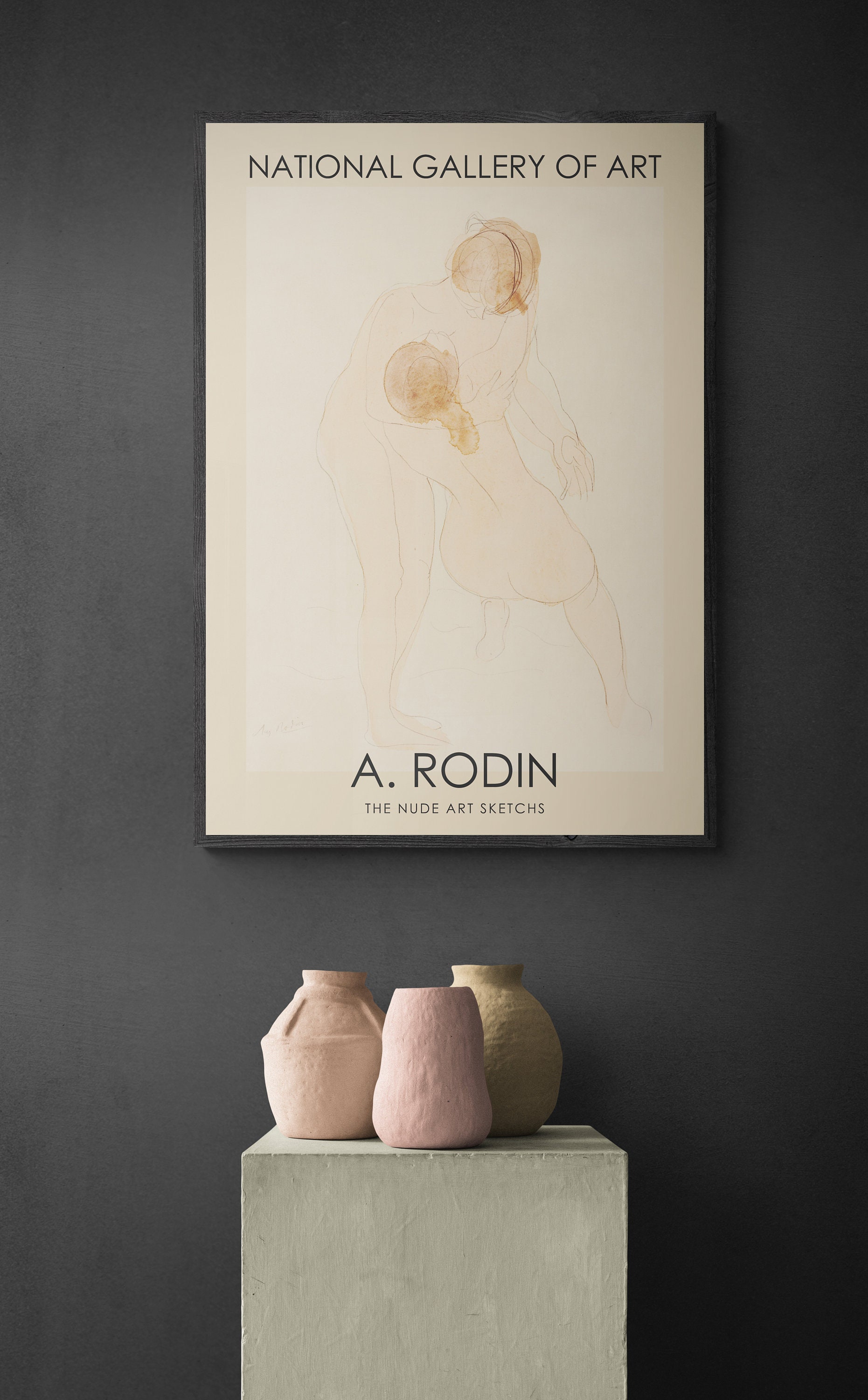 Naked Women Hugging Vintage Nude Illustration Two Figures 1905 By