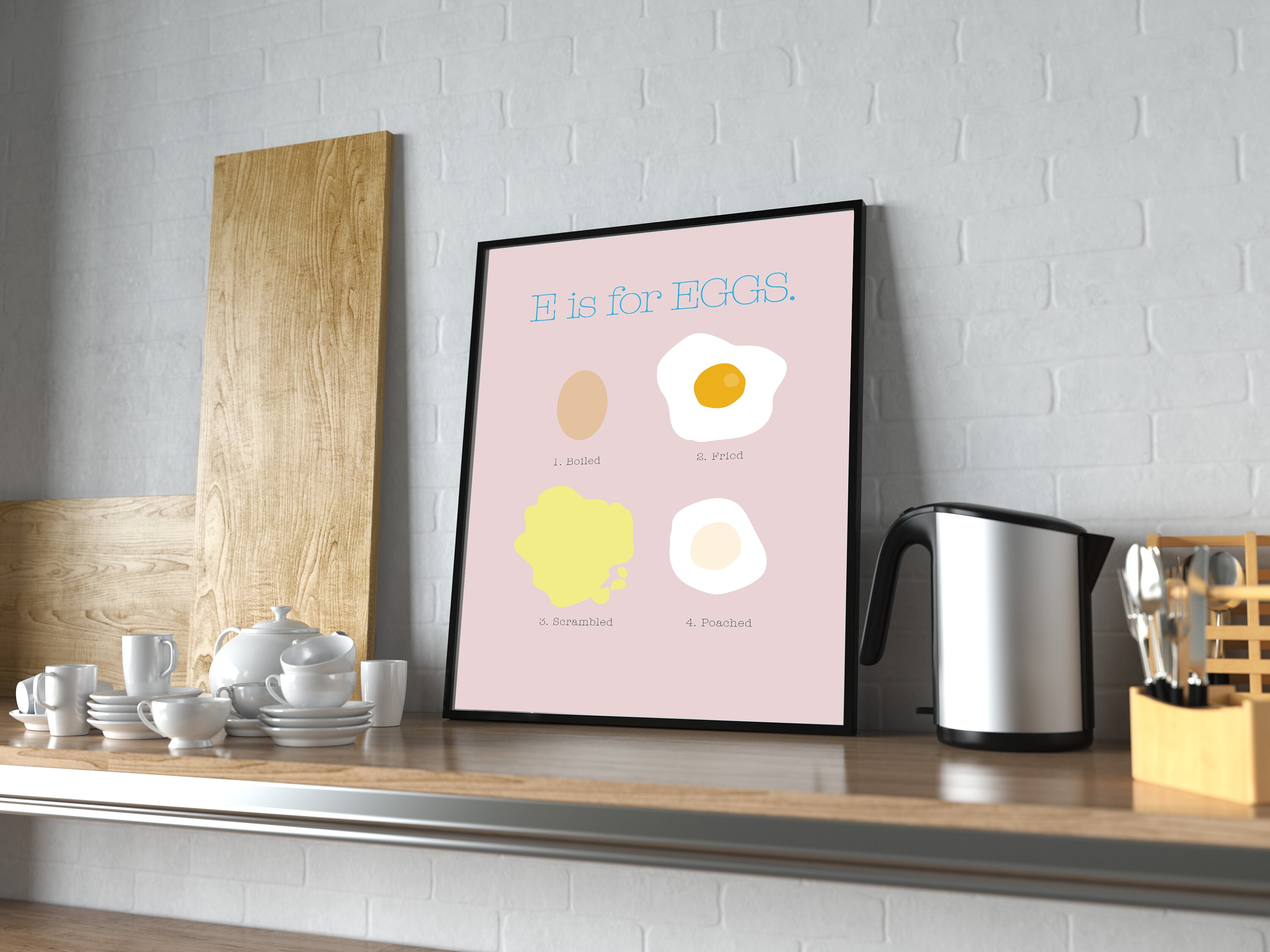 E is for Eggs Egg Poster Kitchen Poster Omelette Food | Etsy
