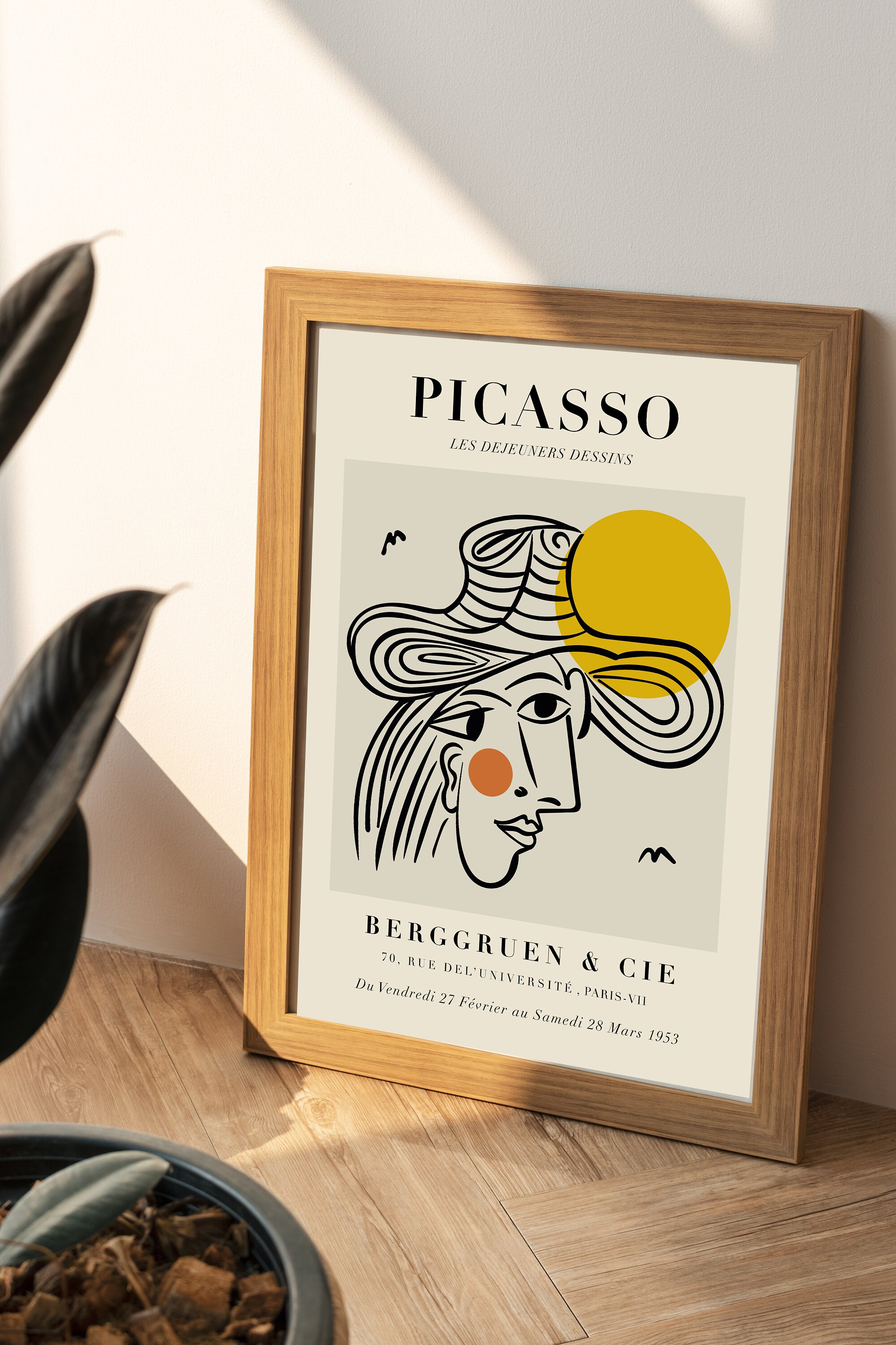 Pablo Picasso Poster Abstract Line Circle Design Oneline Drawing Blue ...