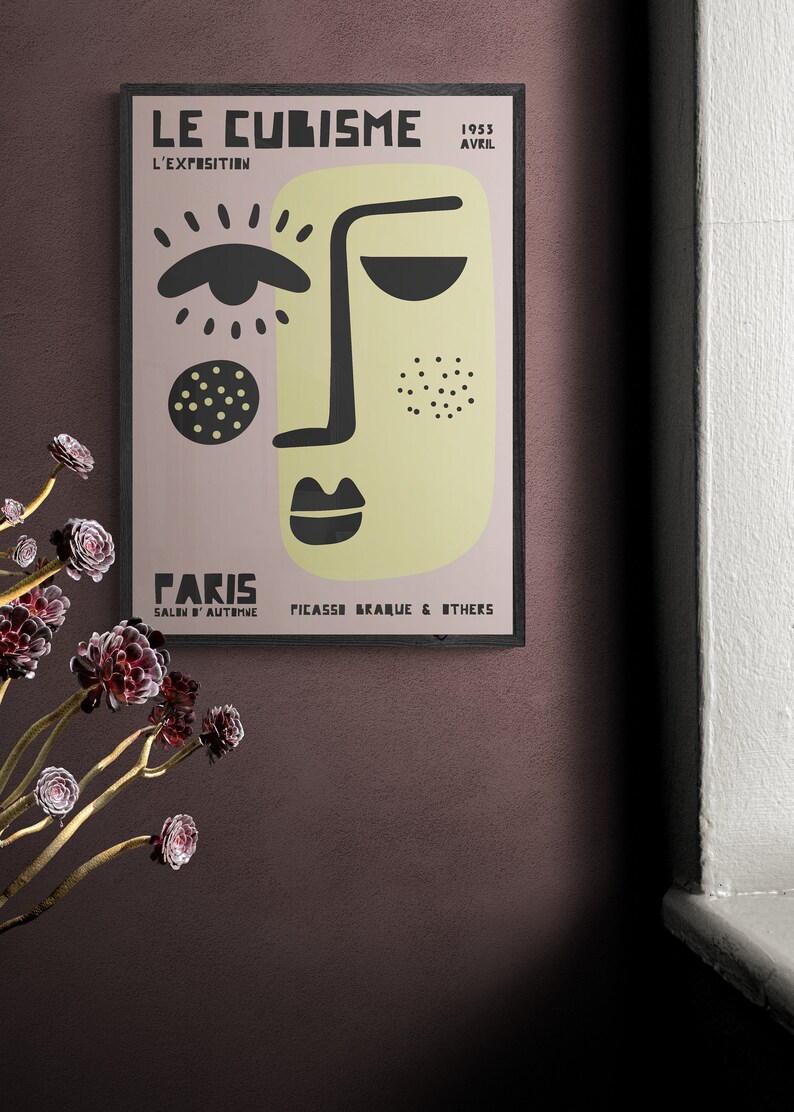 Le Cubisme Abstract Poster Exhibiton Poster Mid-century Minimal Oneline ...
