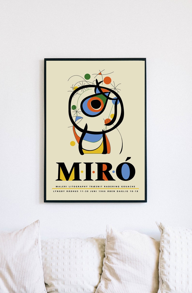 Joan Miro Exhibition Poster: Abstract Geometric Lithograph (digital ...