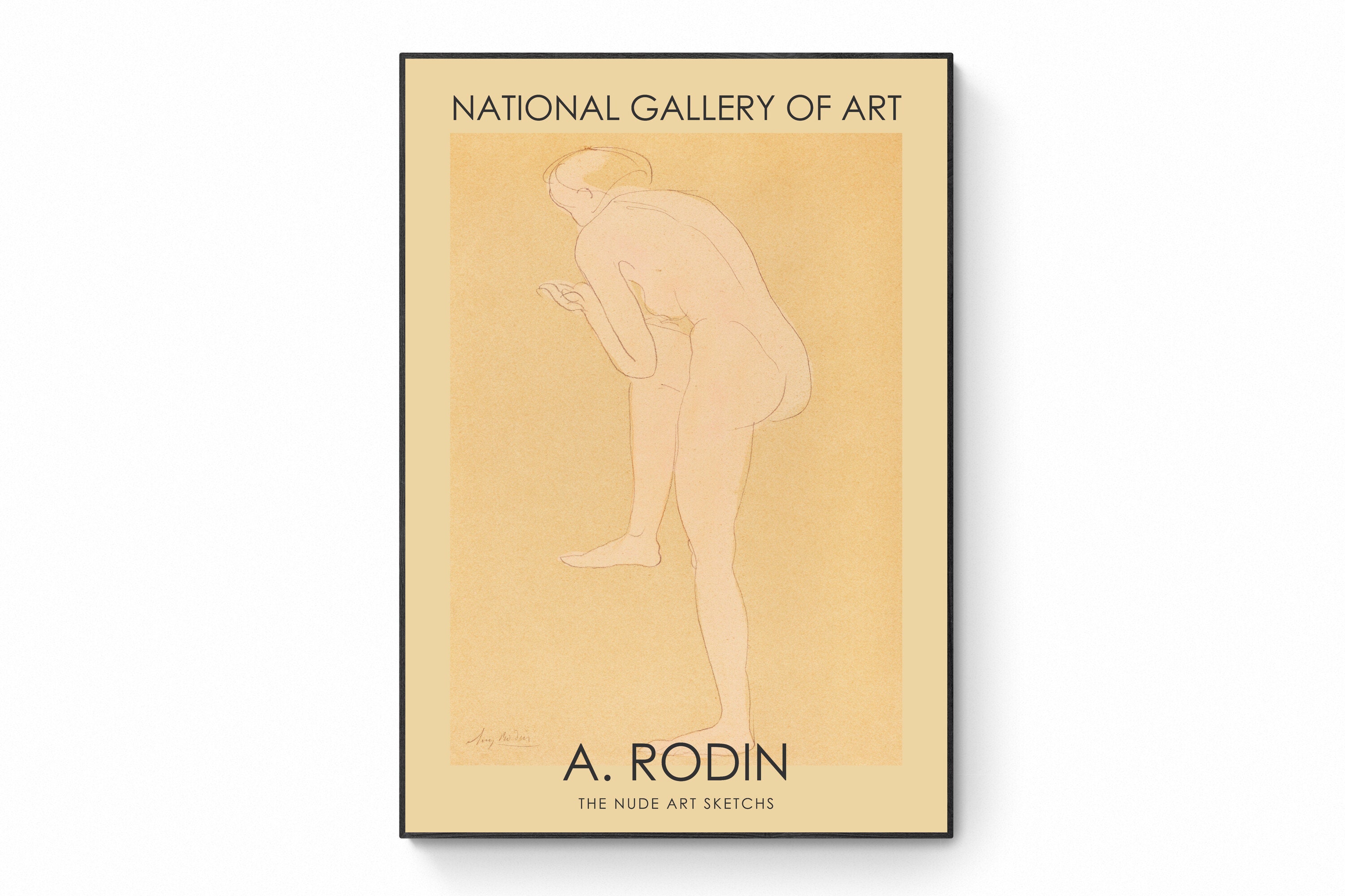 Naked Woman Bending Over Vintage Nude Illustration Auguste Rodin Nude