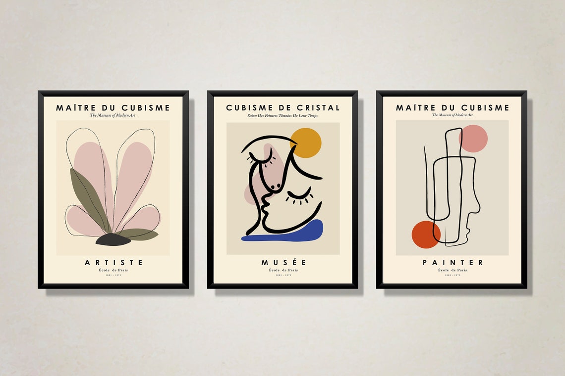 Cubism Set of 3 Cubism Artwork Exhibition Poster - Etsy
