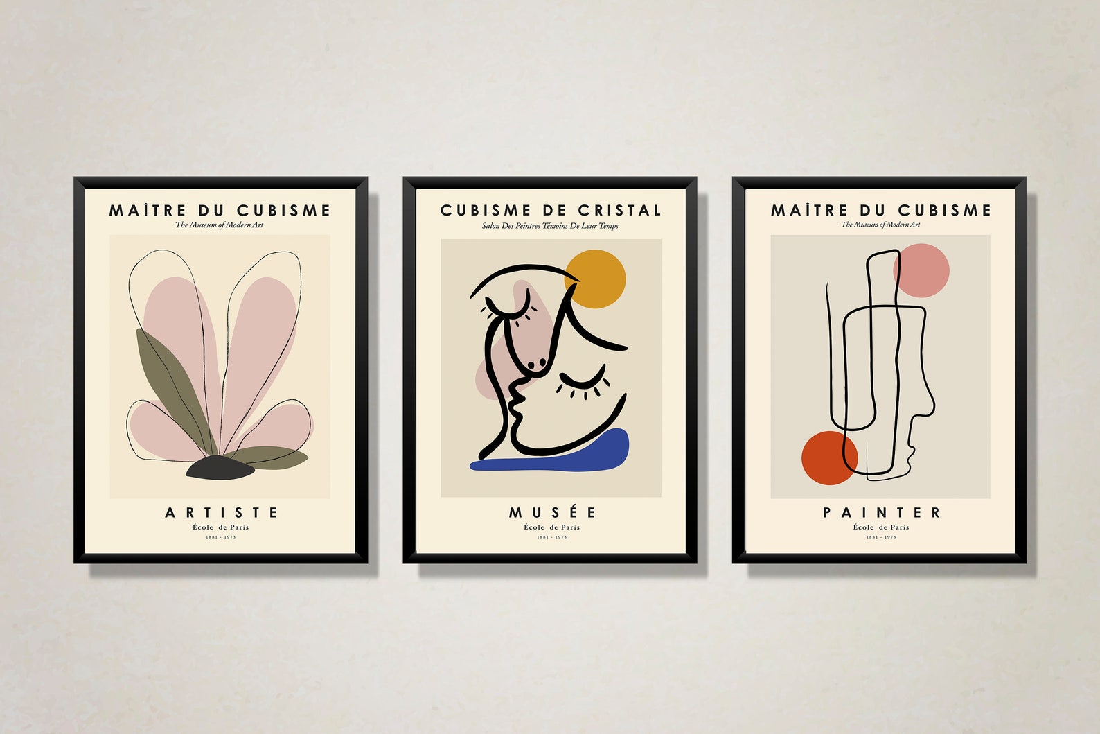 Cubism Set of 3 Cubism Artwork Exhibition Poster Abstract Artwork ...