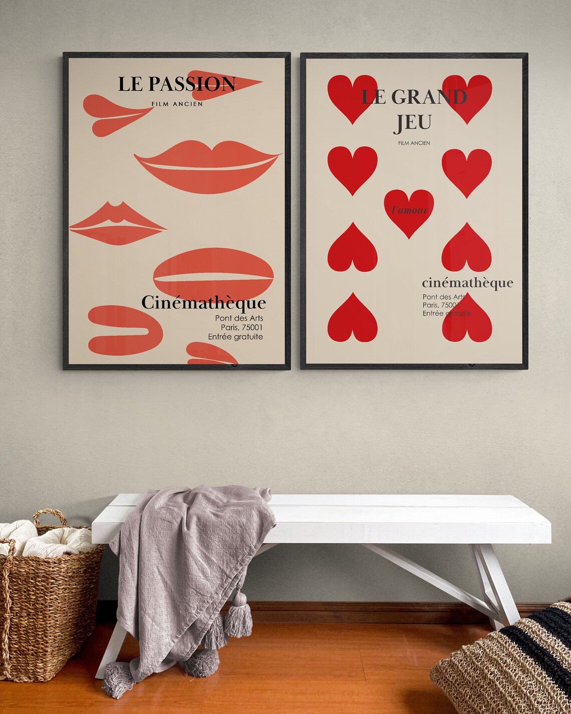 Vintage Film Poster Set: Hearts & Lips - Cinematheque (digital Download ...