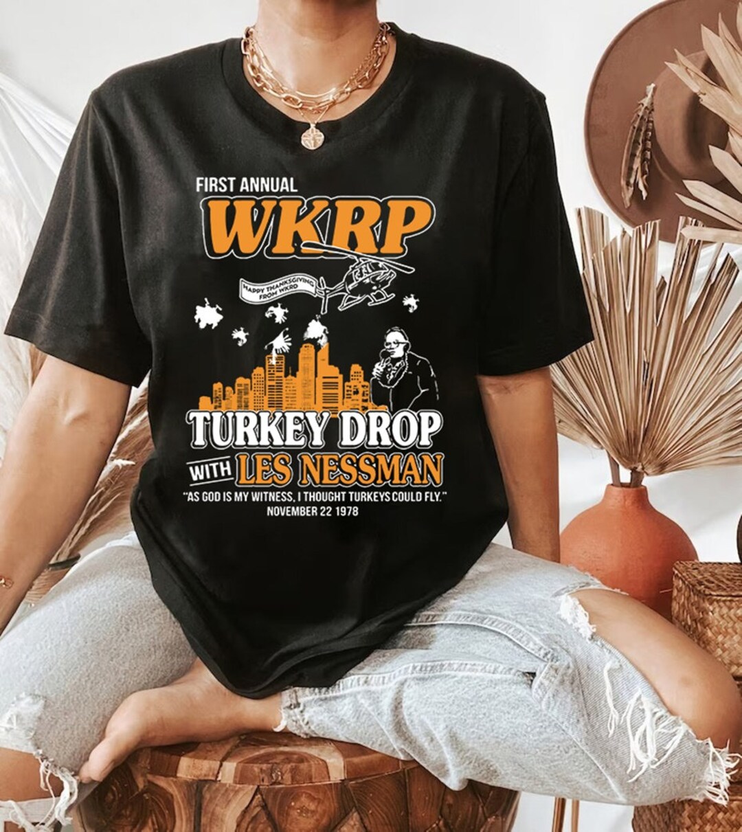 First Annual WKRP Turkey Drop Les Nessman Vintage Shirt, Funny ...
