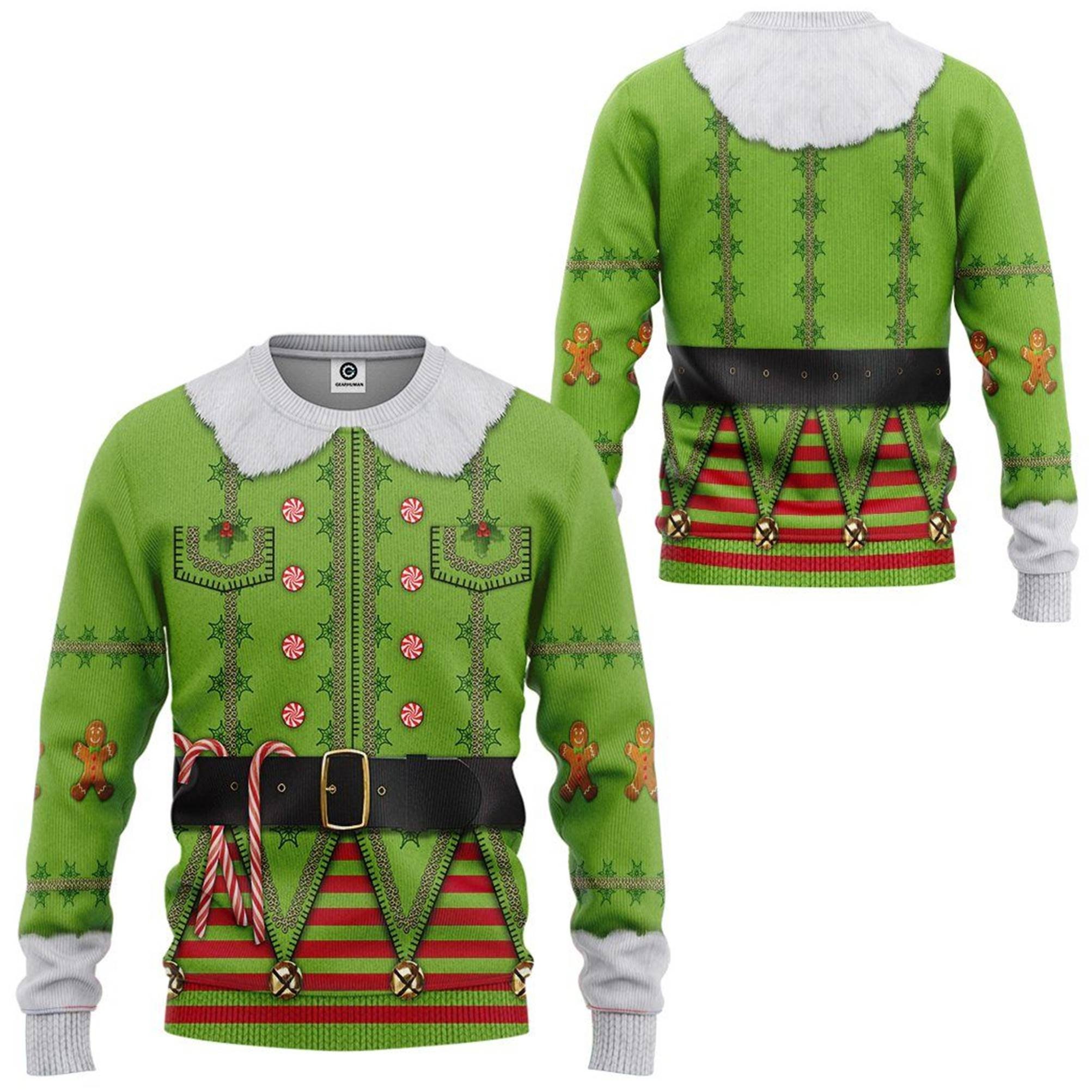 Elf Christmas Halloween Costumes Hoodie, Buddy the Elf Cosplay Costume ...