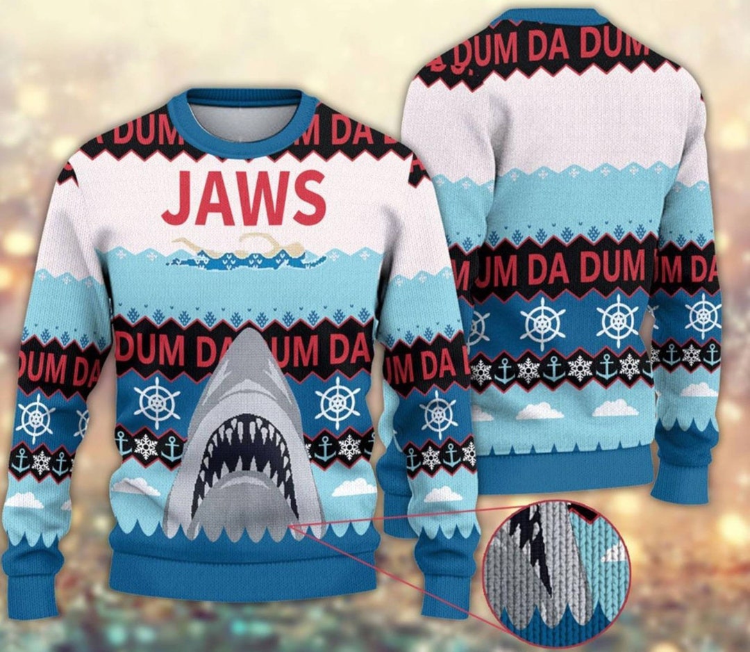 Jaws Movie Christmas Ugly Sweater, Jaws Movie Christmas Sweatshirt ...