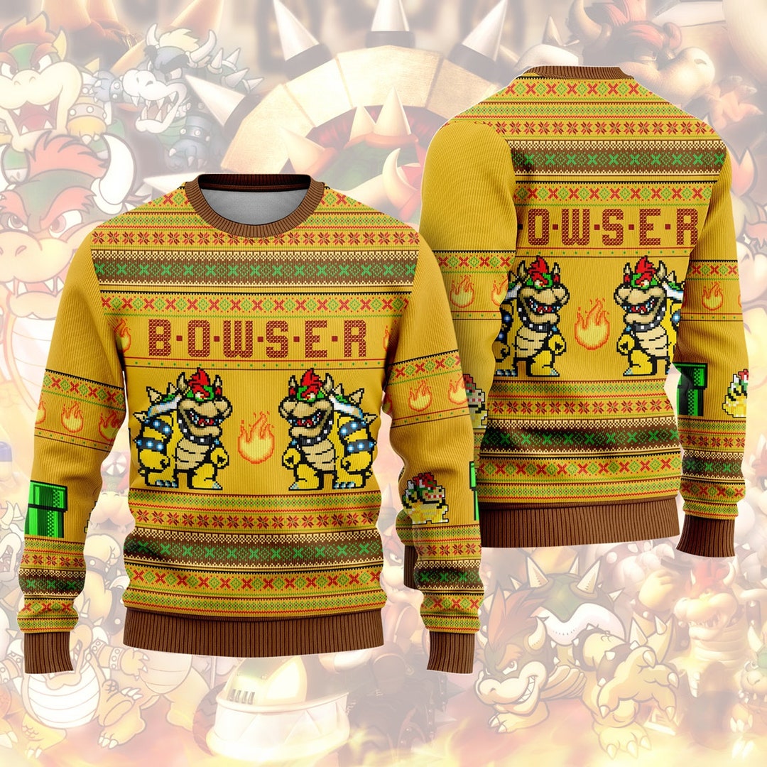 Super Mario Bowser Ugly Christmas Sweatshirt, Super Mario Luigi Ugly ...
