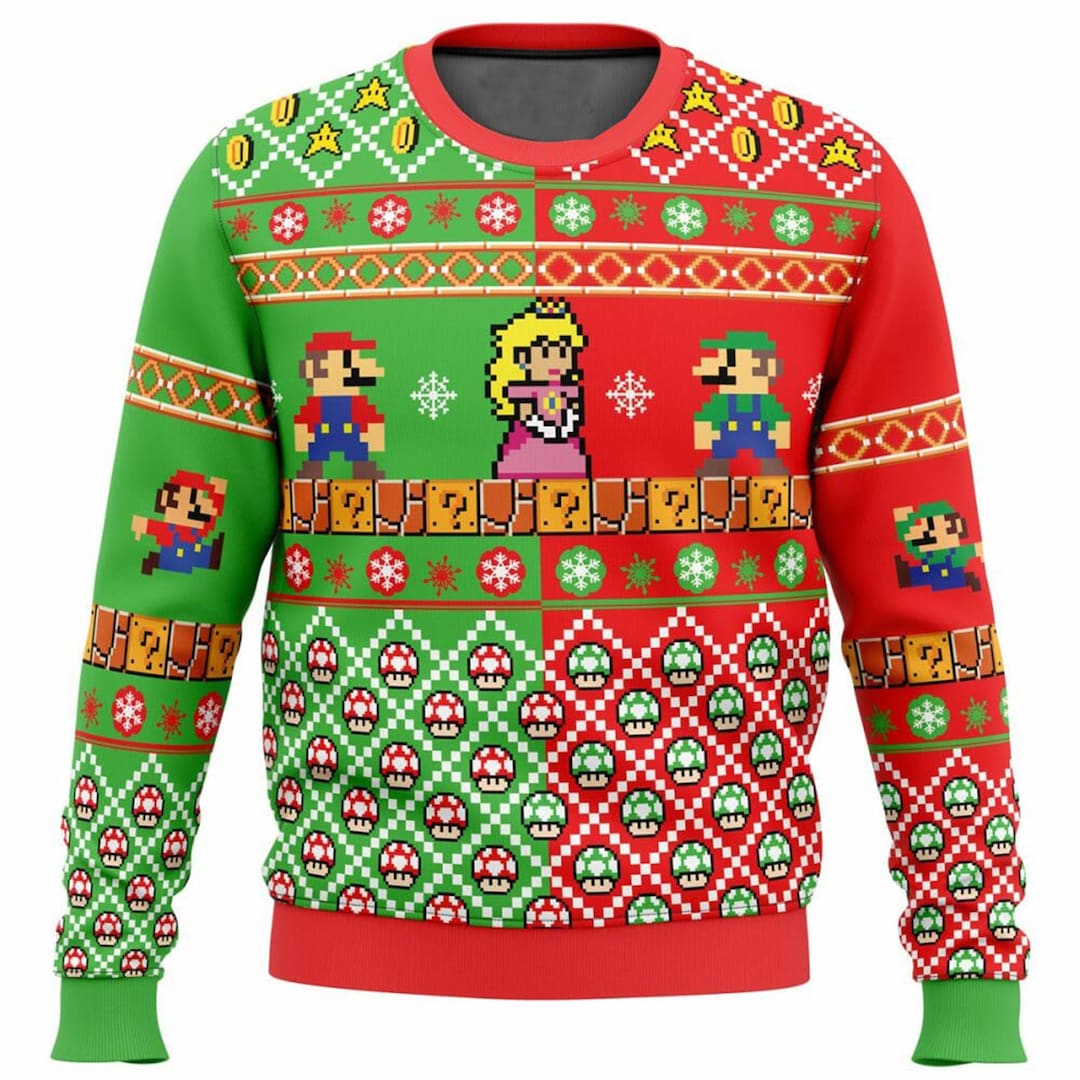 Super Mario Christmas Ugly Sweater, Super Mario Bros Christmas ...