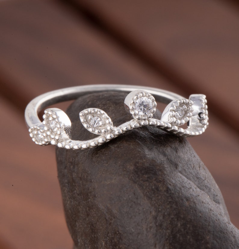 Tiny Diamond Stacking Ring Curved Band Mil-grain Setting | Etsy