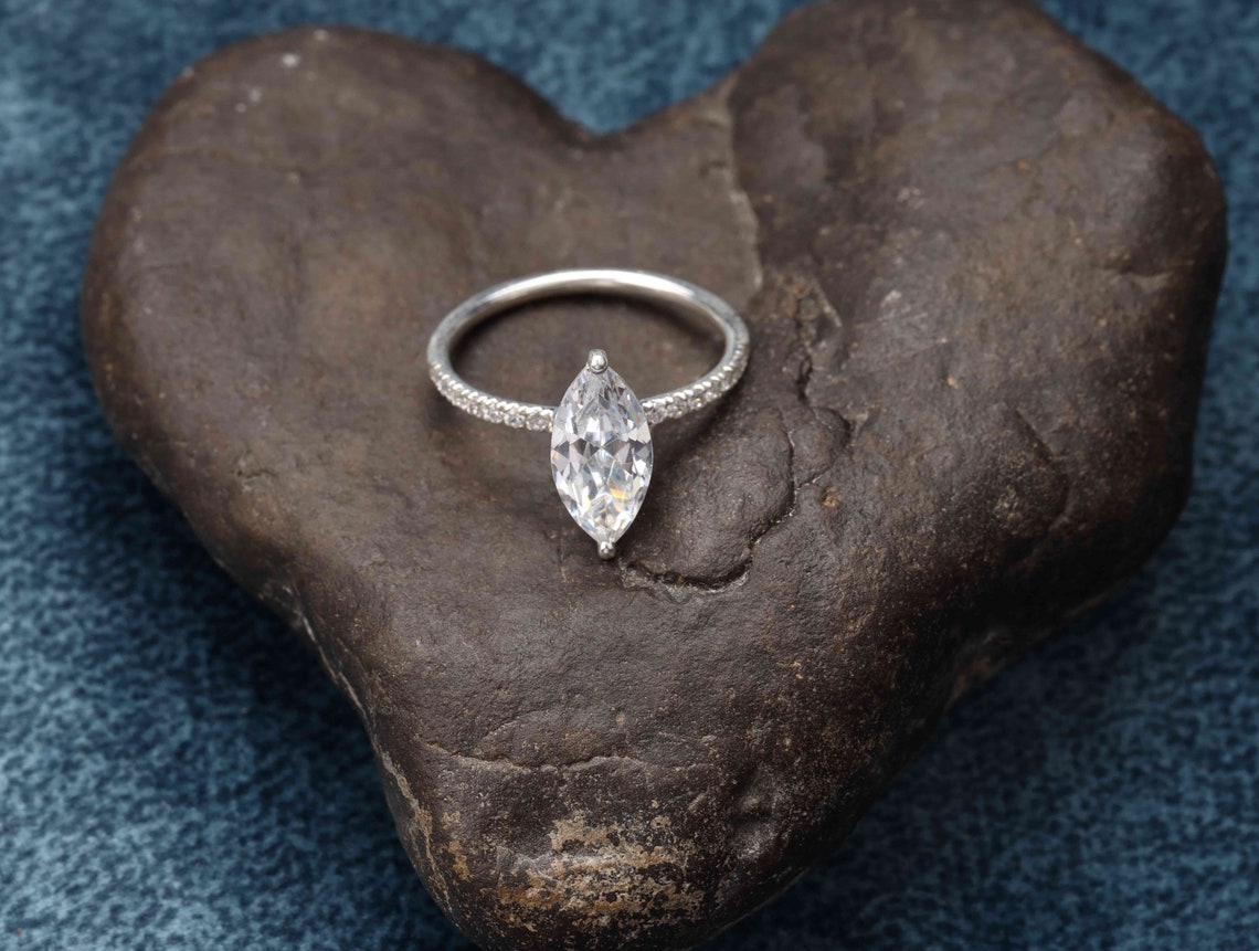 1.26 Carat Marquise Cut Solitaire Moissanite Diamond | Etsy