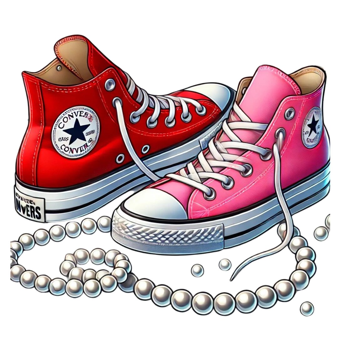 Red and Pink Chucks & Pearls PNG | Digital Download for Scrapbooking, T ...