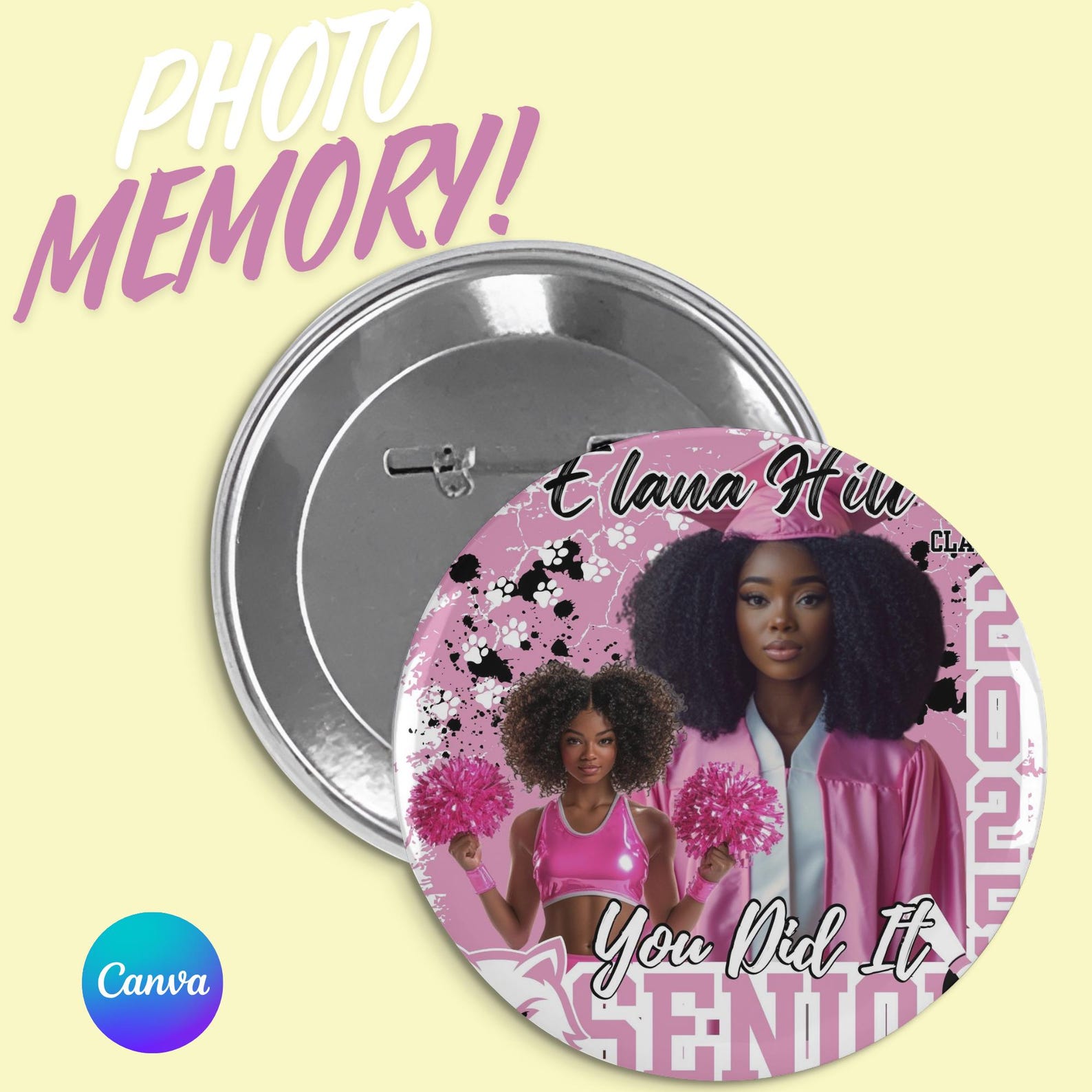 Canva Graduation Button Templates | Editable Canva Designs | DIY Senior ...