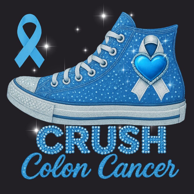 Crush Colon Cancer PNG Blue Sneaker | Sparkle and Non-sparkle Awareness ...