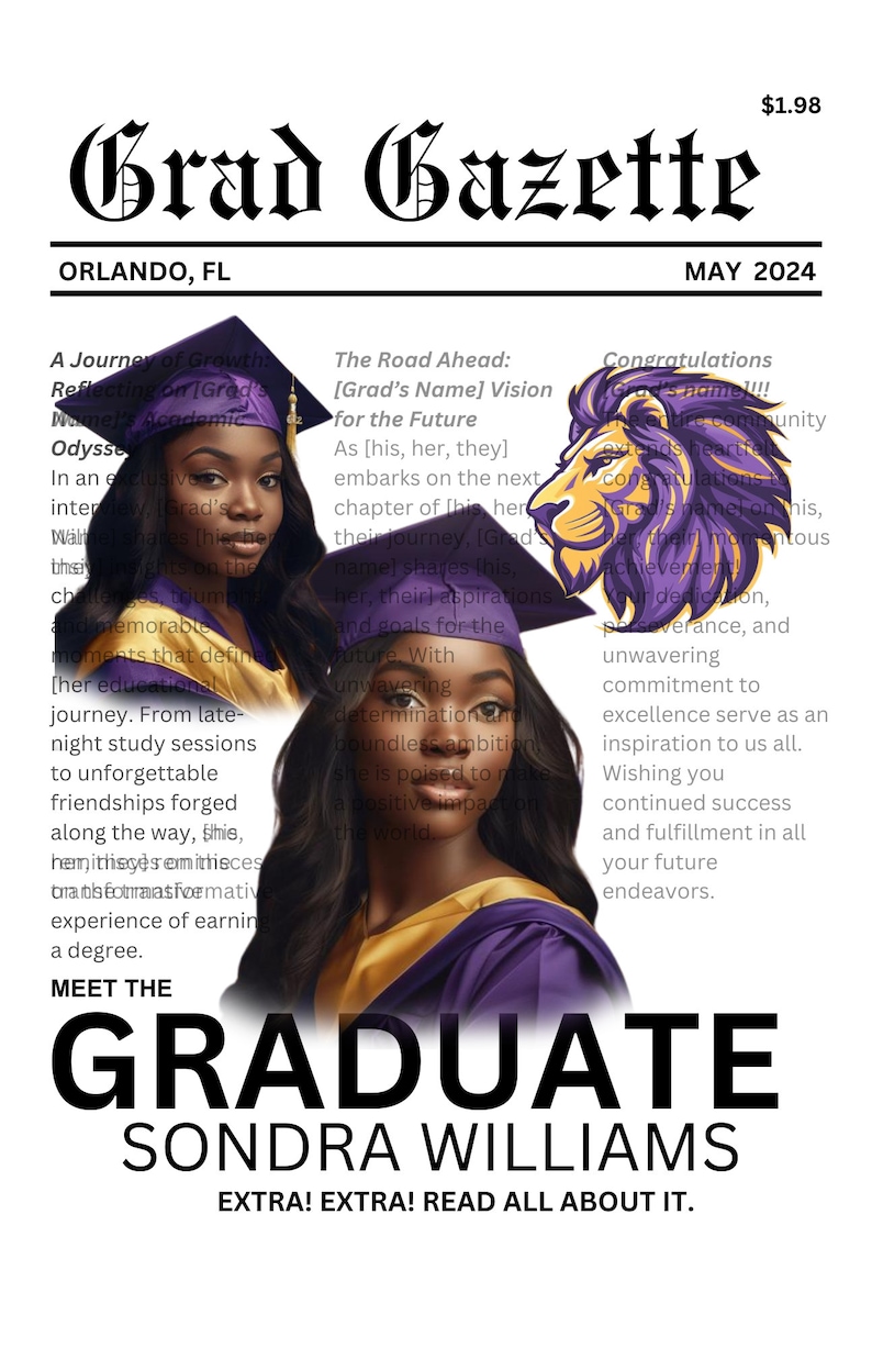 Graduation 11" X 17" Newspaper Template, Canva Template, Senior 2024 ...