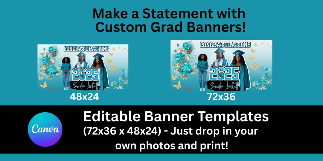 Editable Graduation Banner Template | 48x24 & 72x36 Canva Banner ...