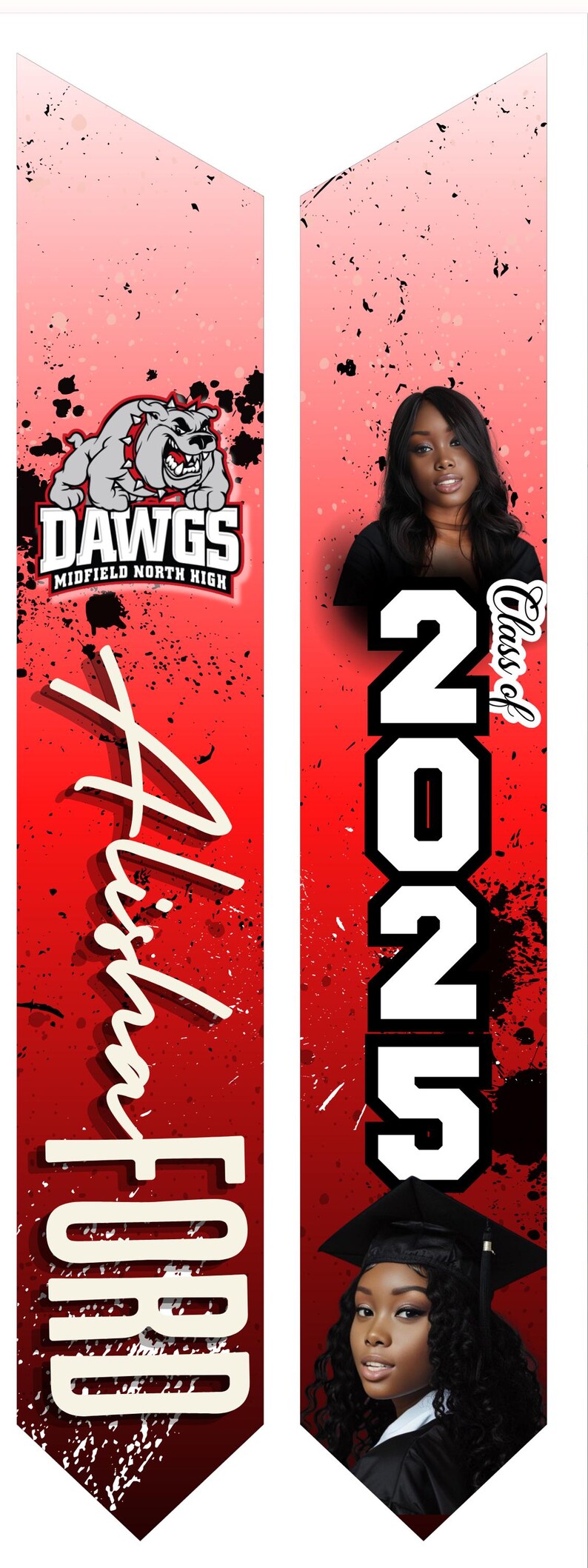 7 Editable Graduation Stole Canva Templates | Grad Stole Sublimation ...