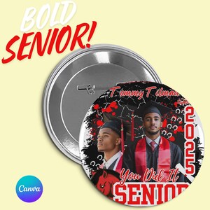 Canva Graduation Button Templates | Editable Canva Designs | DIY Senior ...