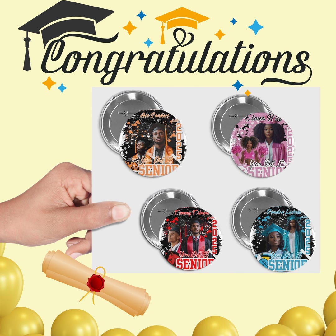 Canva Graduation Button Templates | Editable Canva Designs | DIY Senior ...