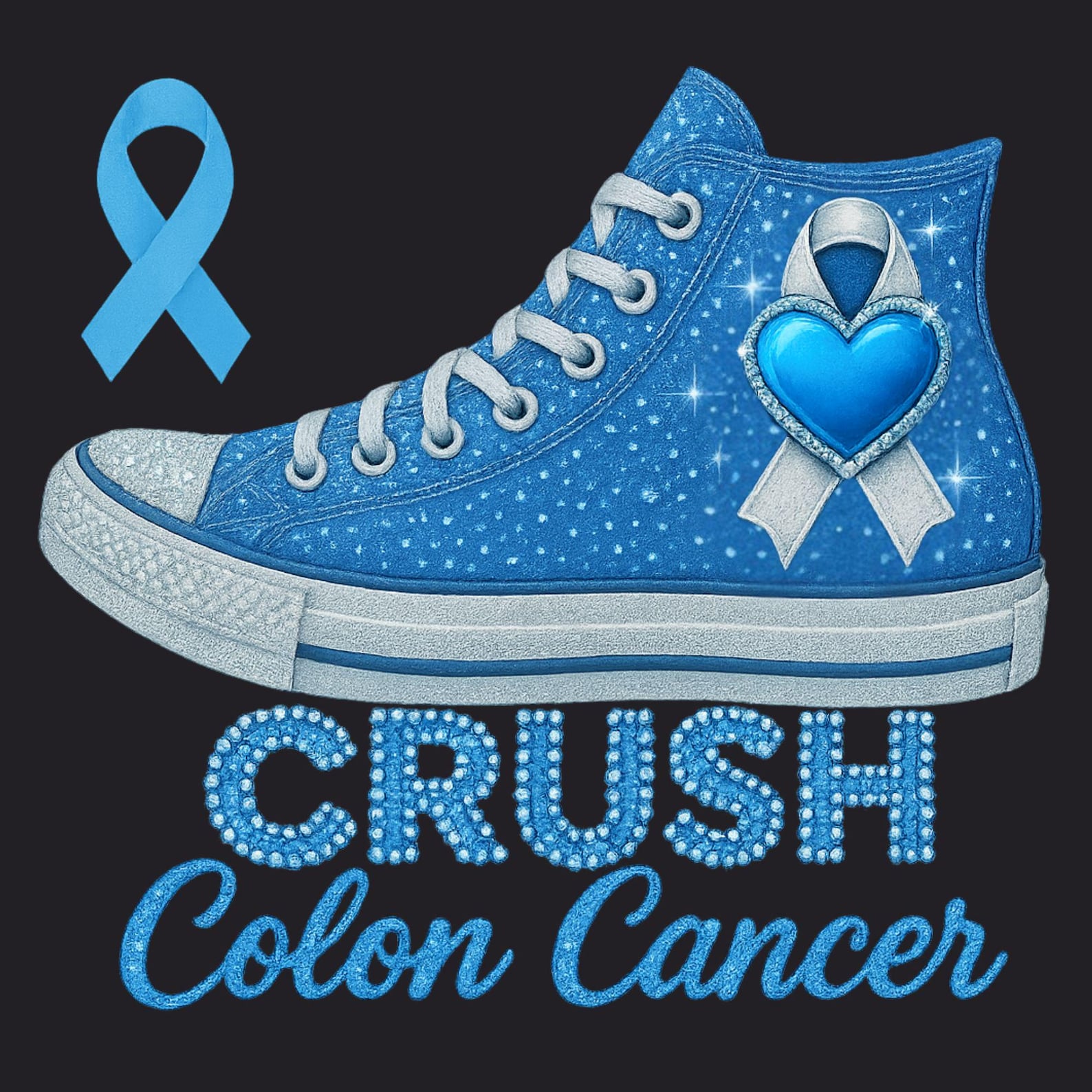 Crush Colon Cancer PNG Blue Sneaker | Sparkle and Non-sparkle Awareness ...
