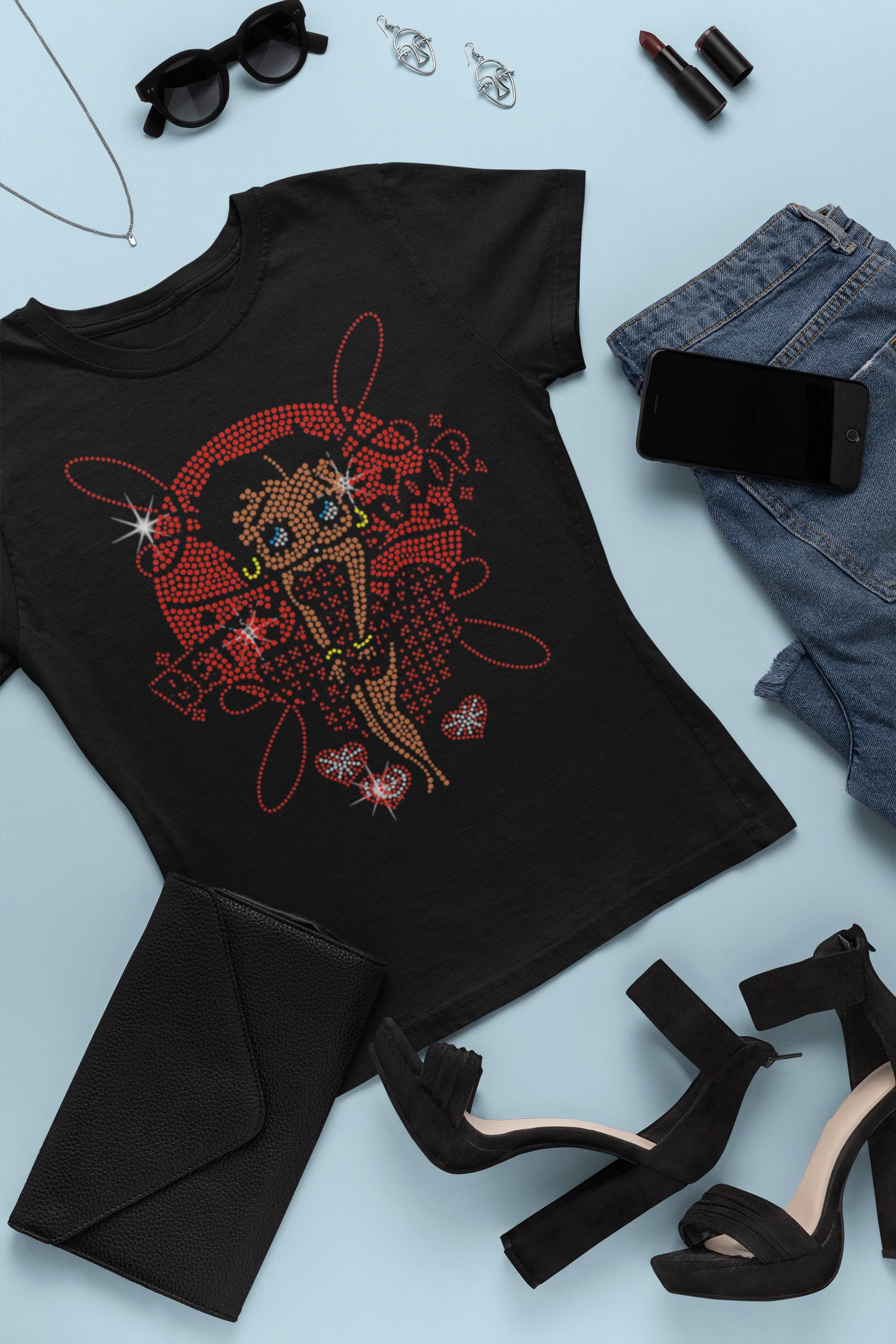 Betty Boop T-shirt Betty Boop T-shirt Rhinestone Shirt - Etsy