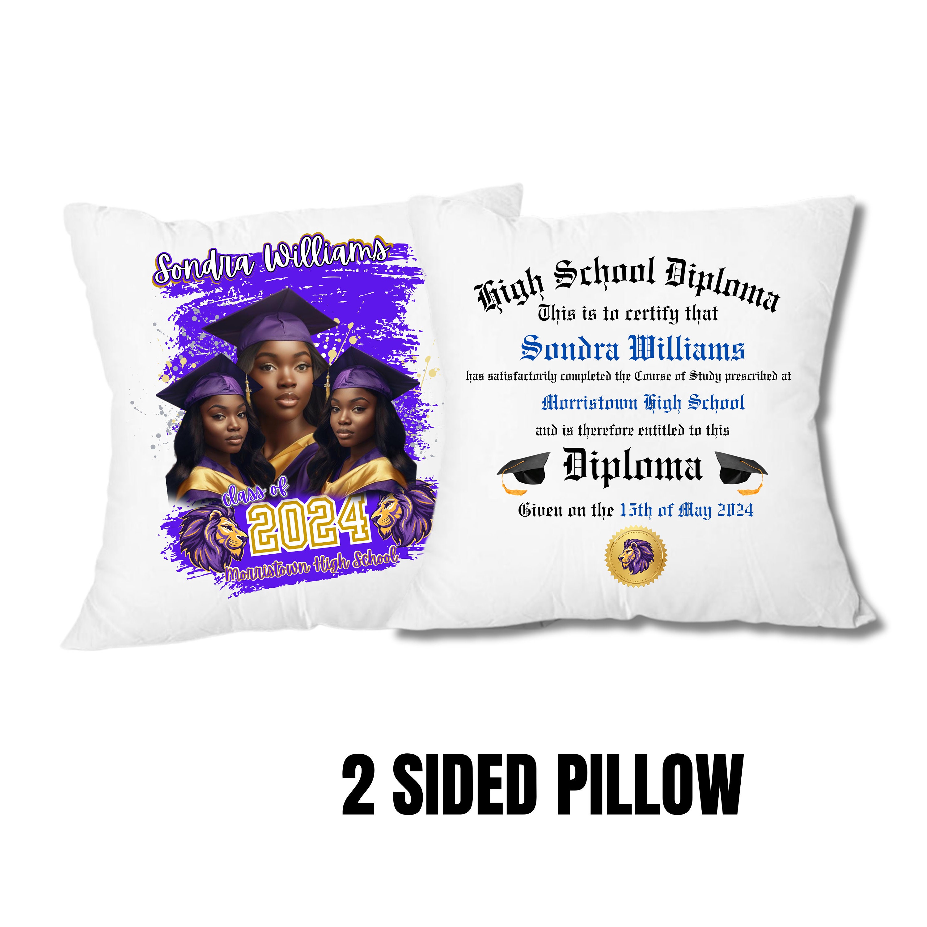 Editable 2-sided Graduation Pillow Canva Template, Senior 2024, Class ...