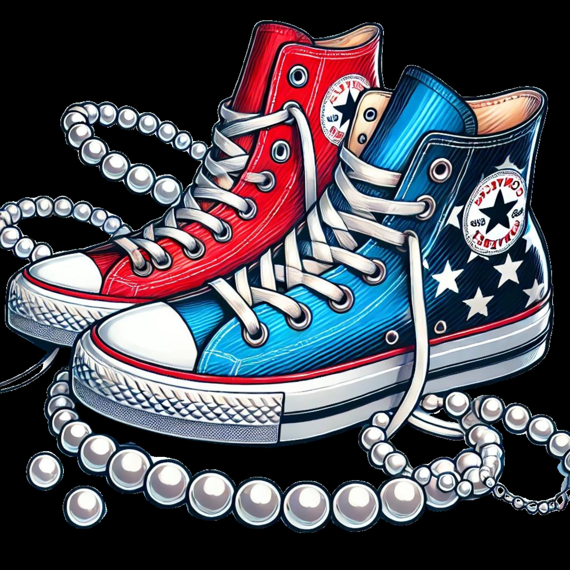 Red, White, and Blue Chucks and Pearls PNG Bundle, Kamala Harris 2024 ...
