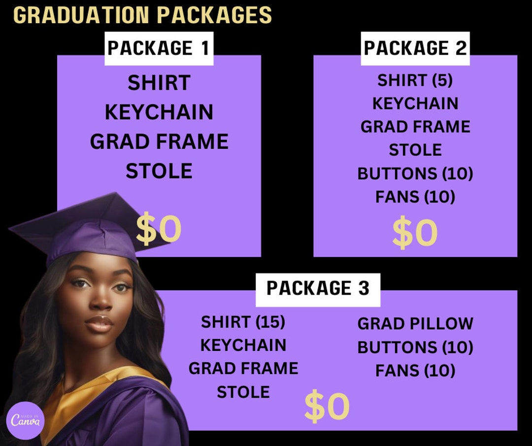 Graduation Package Editable Price List, Canva Template, Graduation 2024 ...