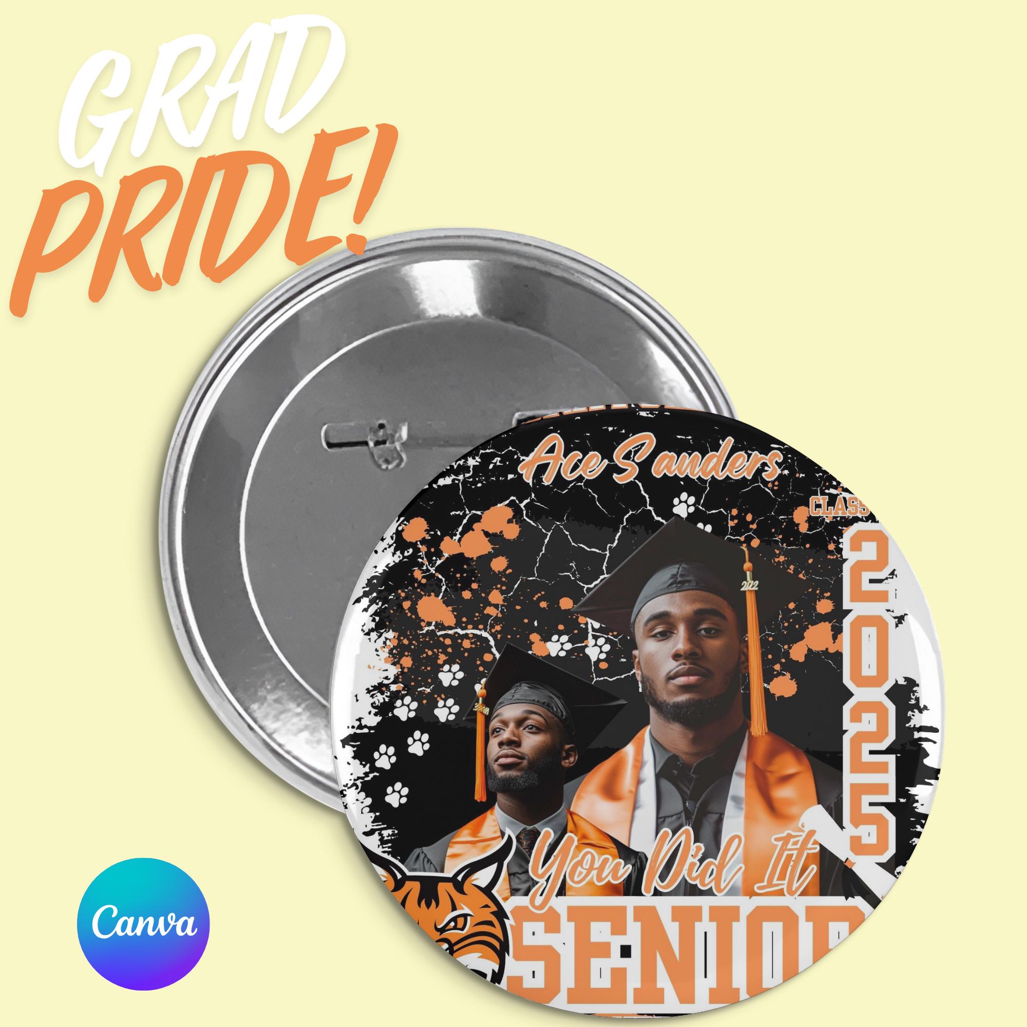 Canva Graduation Button Templates | Editable Canva Designs | DIY Senior ...