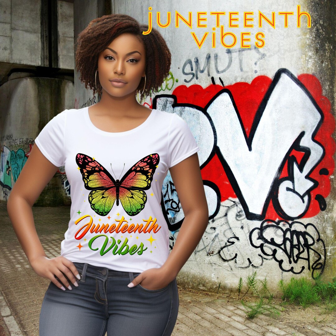 Juneteenth Vibes Butterfly PNG | Glitter RBG Afrocentric Sublimation ...