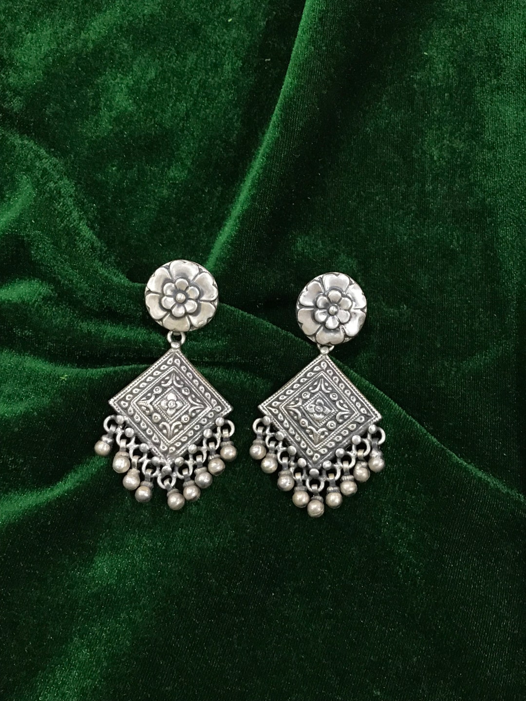 Beautiful & Traditional Rajasthani Design Silver Earring in - Etsy