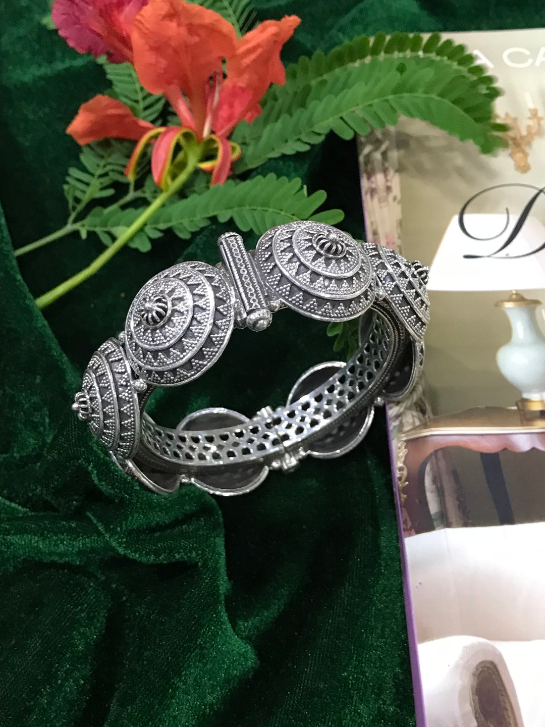 Indian Design Traditional Bangle, 925 Sterling Silver Handmade Bangle ...
