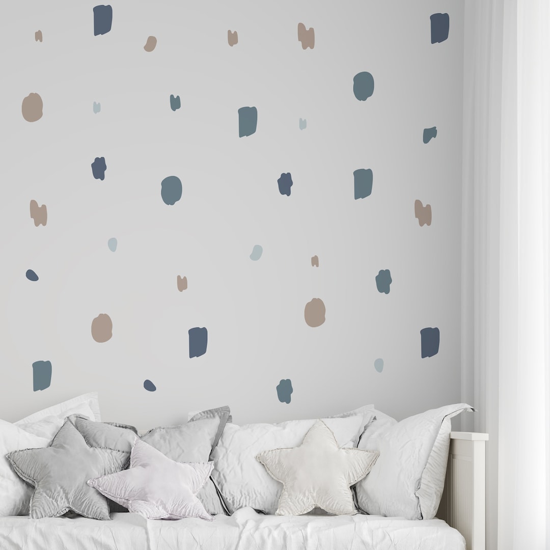 Brush Stroke Wall Decals, Paintbrush Wall Decal Kids, Dusty Blue Wall ...