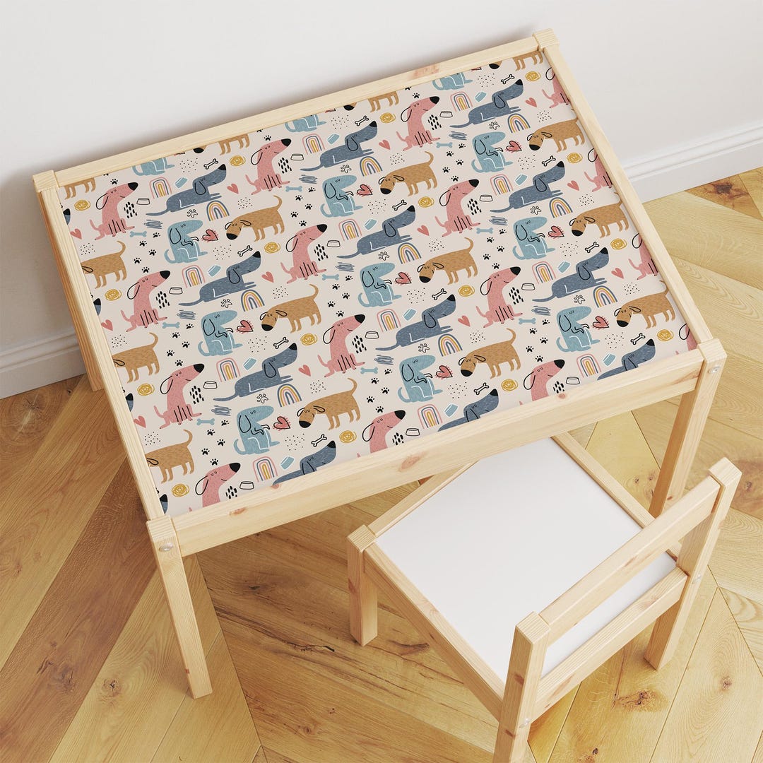 Cute Dogs Table Sticker, IKEA Latt Table Decal, IKEA Furniture Hack ...