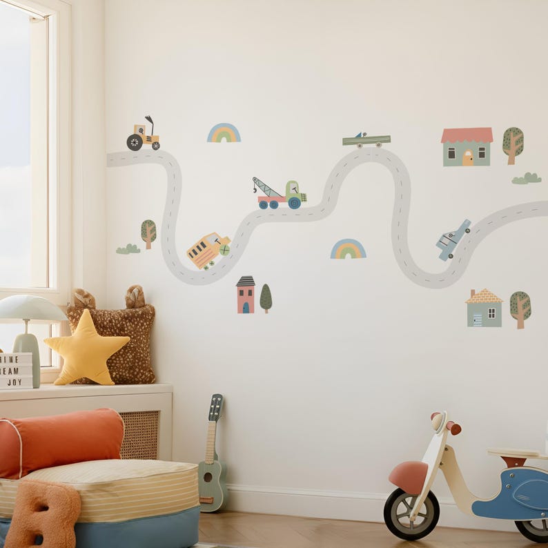 Large Road Map Wall Decals, City Road Wall Stickers, Boys Playroom ...