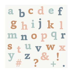 Cute Pastel Alphabet Wall Decals With Lowercase Letters, Boho Kids ABC ...