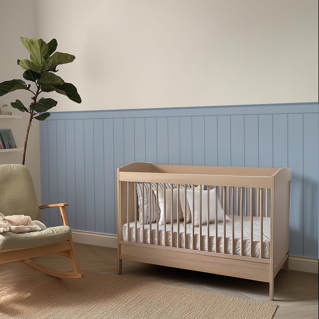 Beadboard Wall Panel Decal, Blue Wall Stickers, Peel and Stick ...