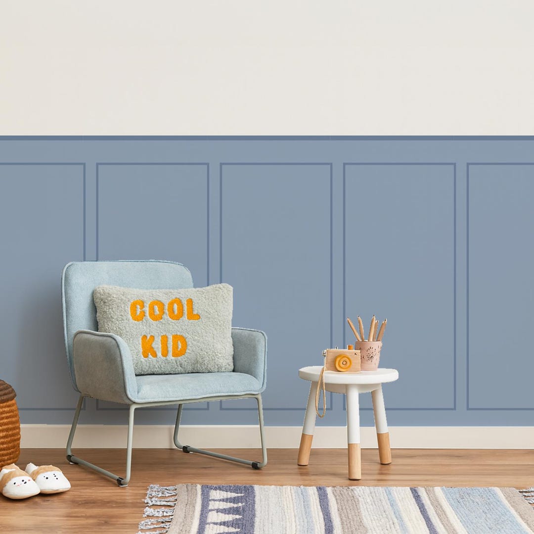 Half Wall Panel Decal, Modern Nursery Decor, Temporary Wallpaper ...