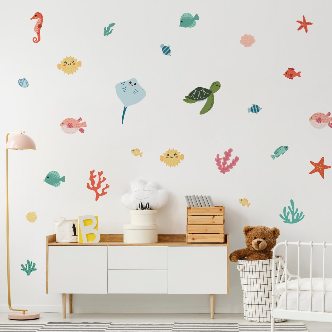 Sea Animals Wall Decals, Under the Sea Wall Decal, Nautical Baby Room ...