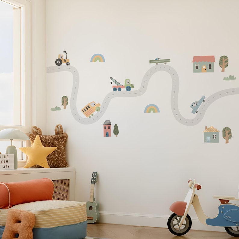 Car & Road Wall Decals for Nursery Playroom Decor ~ Kids Boy Room ...