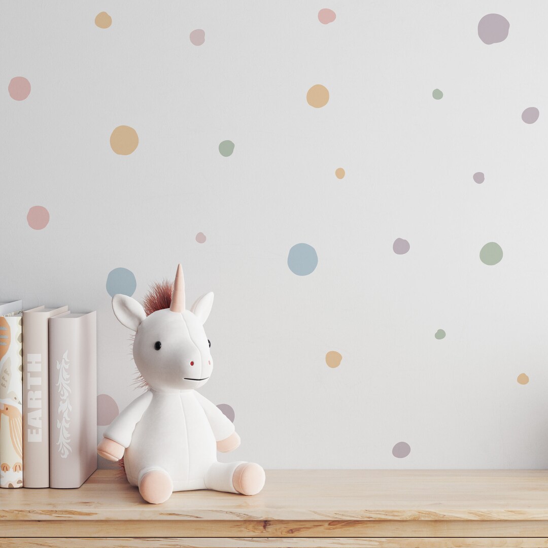 Pastel Polka Dots Wall Stickers ~ Fabric Peel and Stick Wall Decals ...