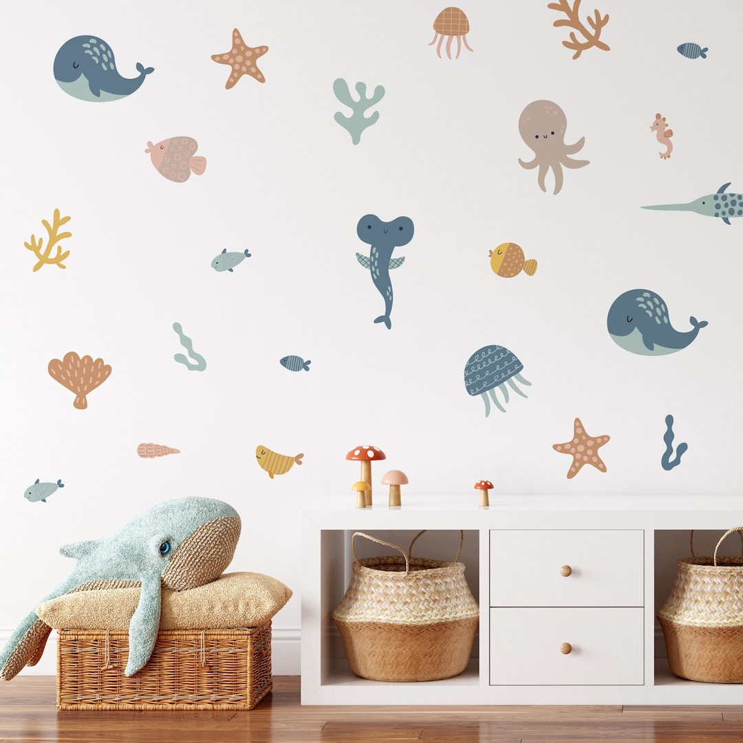 Under the Sea Wall Decals, Sea Life Decal, Ocean Wall Stickers, Sea ...