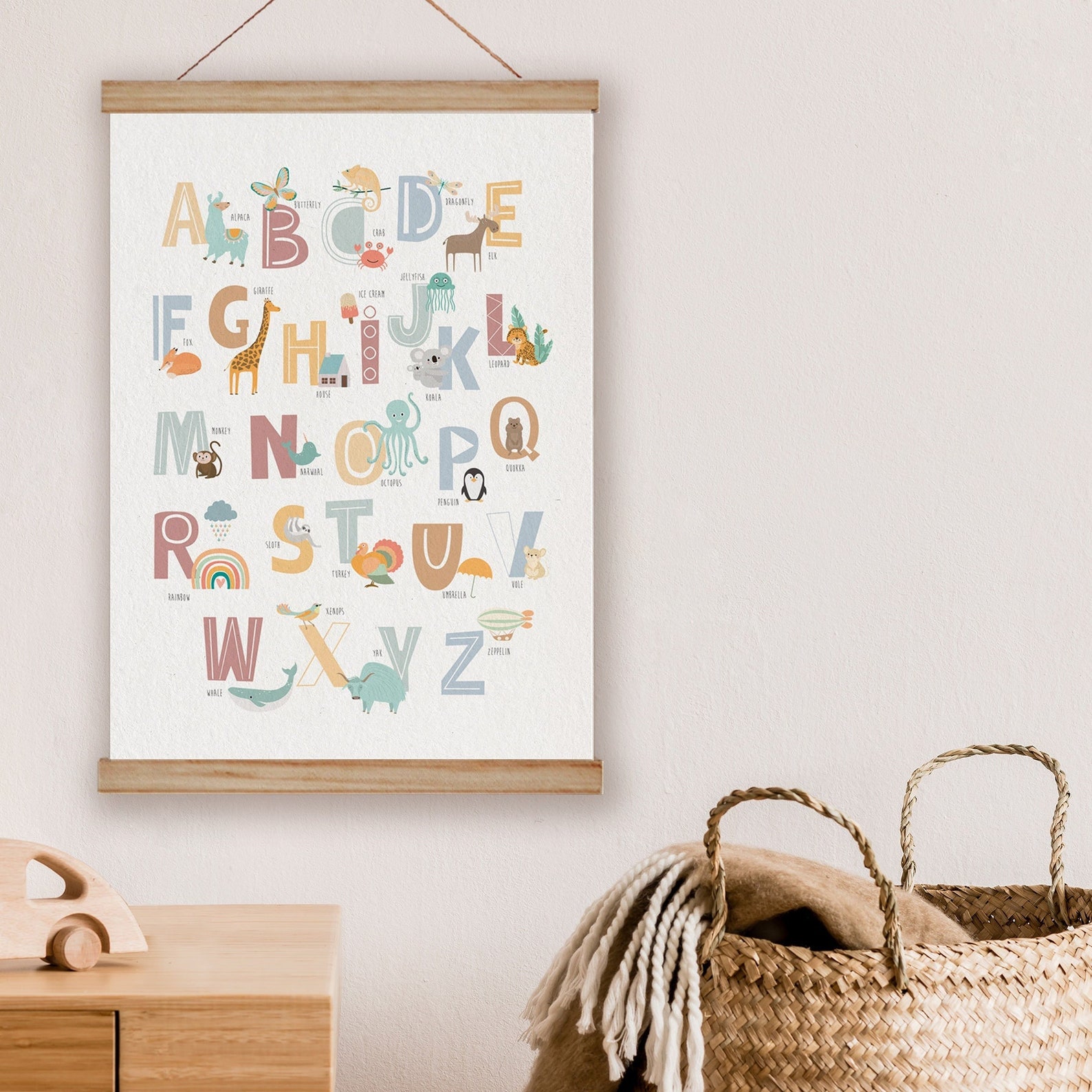 Cute Alphabet Poster Animal ABC Wall Art Alphabet Wall - Etsy